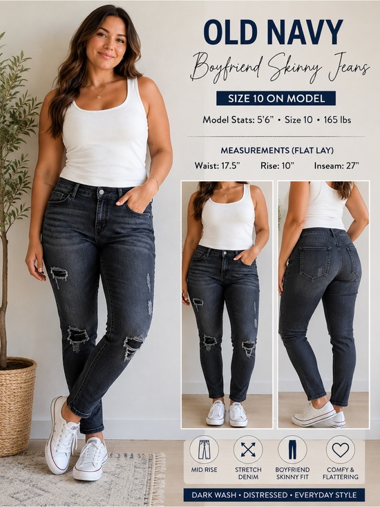 Old Navy | Jeans | Old Navy Boyfriend Skinny Distressed Dark Wash Jeans ...